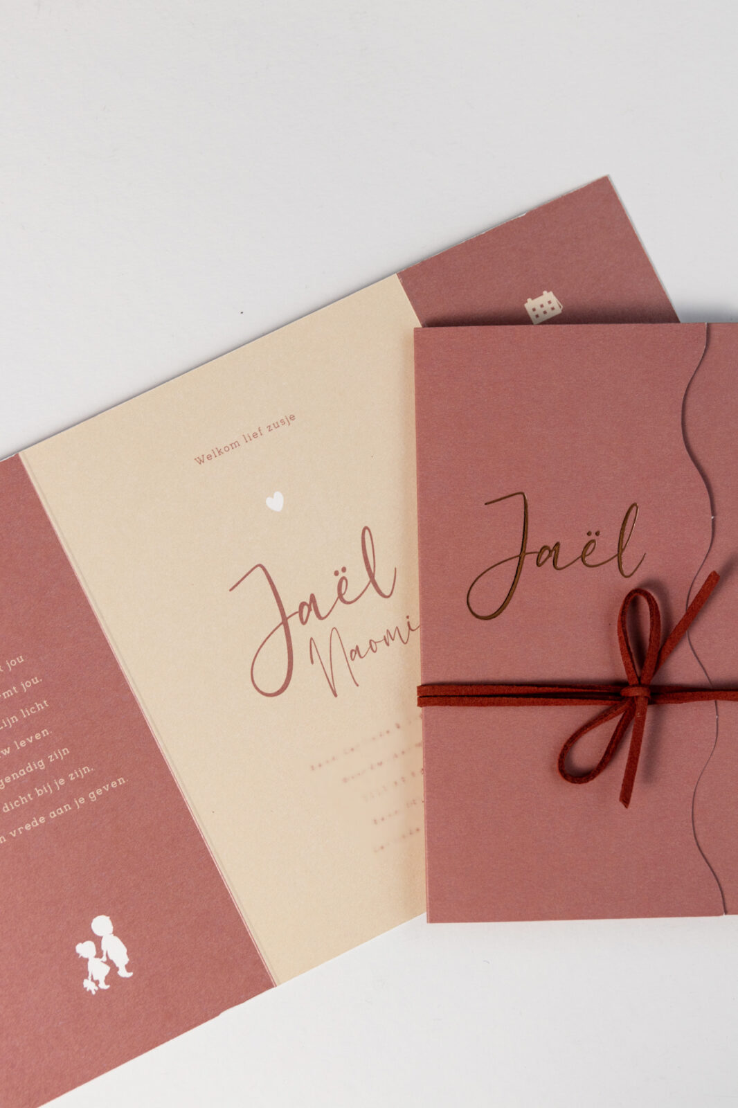 Origineel drieluik geboortekaartje Jaël - leesign.nl